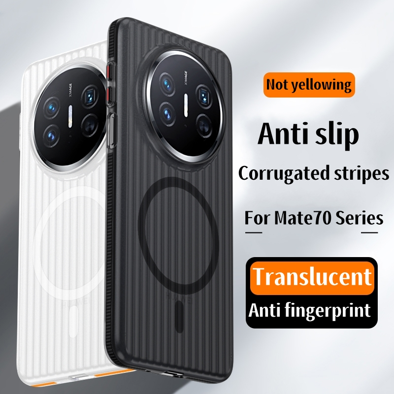 Anti slip Stripe เคสแม่เหล็กสําหรับ Huawei Honor Magic 7 Mate 70 Pro ปลอก Ice Matte รู้สึกโปร่ง ...