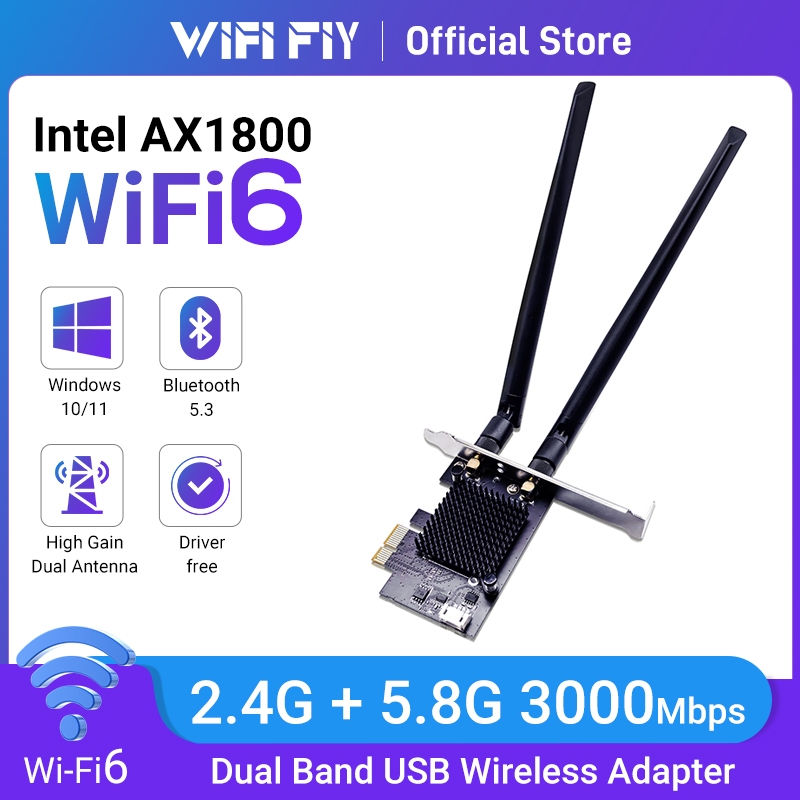 Wifi6e Intel AX1800 บลูทูธ 5.4 Dual Band 2.4G/5.8GHz WiFi Card 802.11 ...