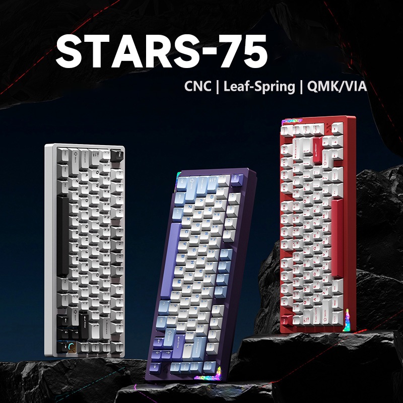 -LW- Weikav STARS75 Flagship คีย์บอร์ดอลูมิเนียม Hot Swap คีย์บอร์ดไร้ ...