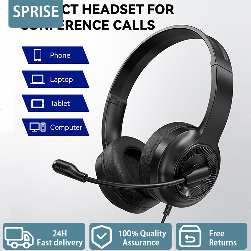 Sprise H6308 หูฟังสเตอริโอแบบมีสายชุดหูฟังหมุนหูฟังไมโครโฟนเสียงรบกวน ...