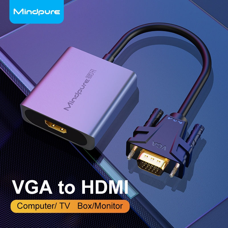 ⚡COD⚡Mindpure อะแดปเตอร์ VGA เป็น HDMI 1080P HD พร้อมสาย Micro USB และ ...