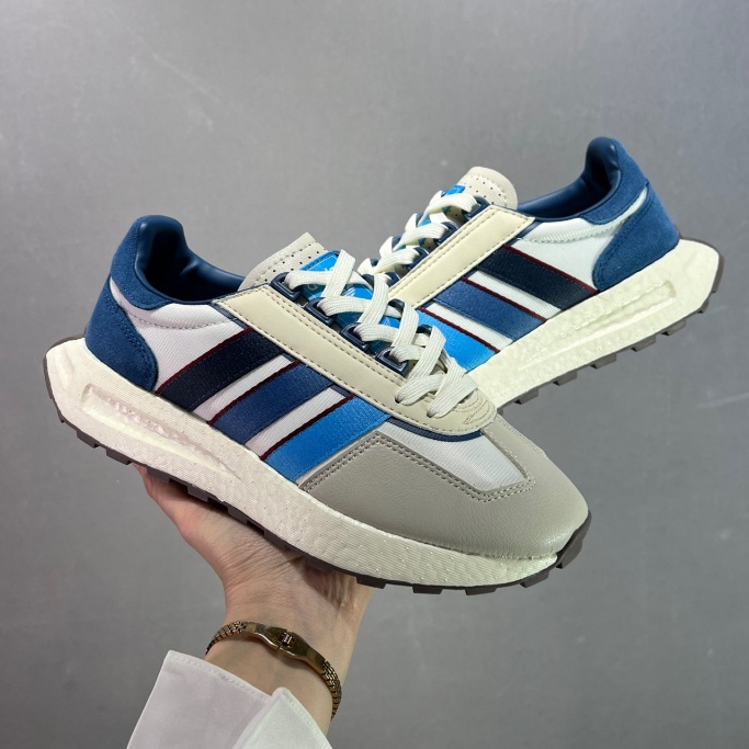 Adidas สไตล์ใหม่ Clover หนา-Soled RETROPY E5 สีเบจสีเทาสีใหม่รองเท้า ...