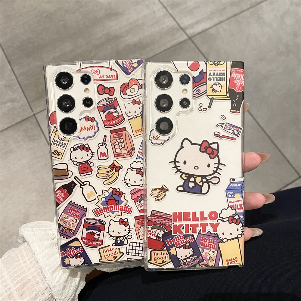 การ์ตูน สวัสดีคิตตี้ อาหารว่าง เคส Samsung Galaxy S25 S24 Ultra S24 FE S22 S23 Ultra S20 S21 S23 ...