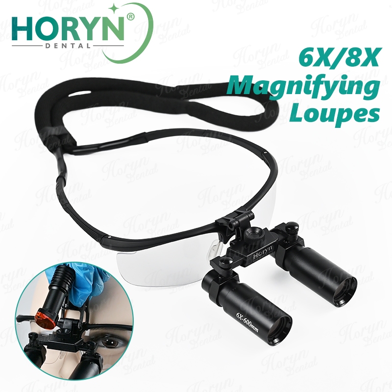 Horyn ทันตกรรม Loupes 6X/8X แว่นขยายทางการแพทย์แว่นขยายผ่าตัด Loupe 5W ...