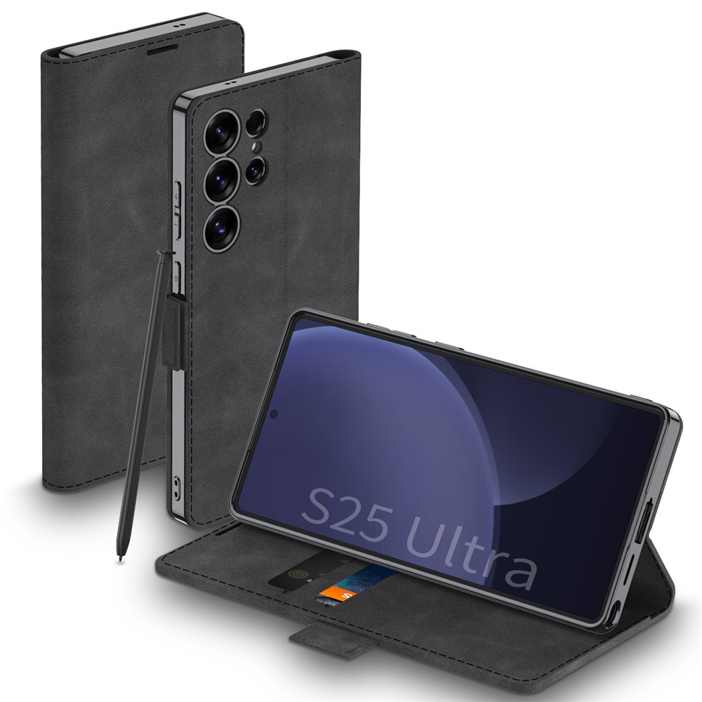[4 สี] Samsung Galaxy S25 Ultra 5G Ultra-Thin Retro Matte PU Leather ...