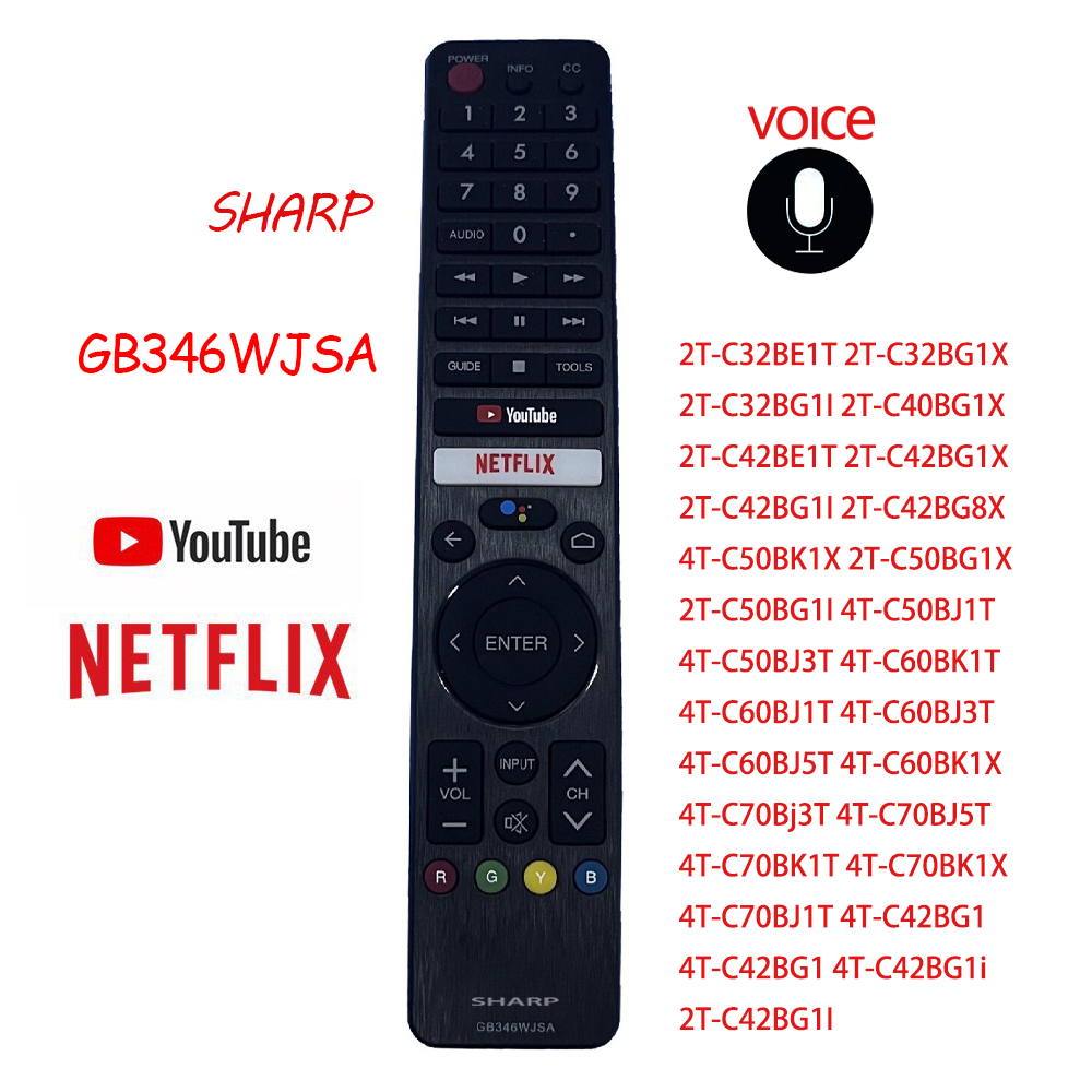 ของแท้ คำสั่งเสียง remote รีโมททีวี SHARP LCD Smart Android TV รีโมท GB346WJSA GB326WJSA ...