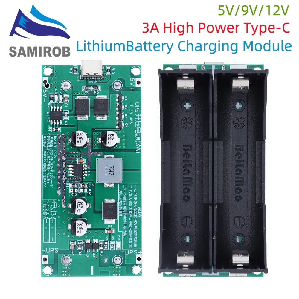 Type-c 15W 3A 18650 แบตเตอรี่ลิเธียมโมดูลชาร์จ DC-DC Step Up Booster ...