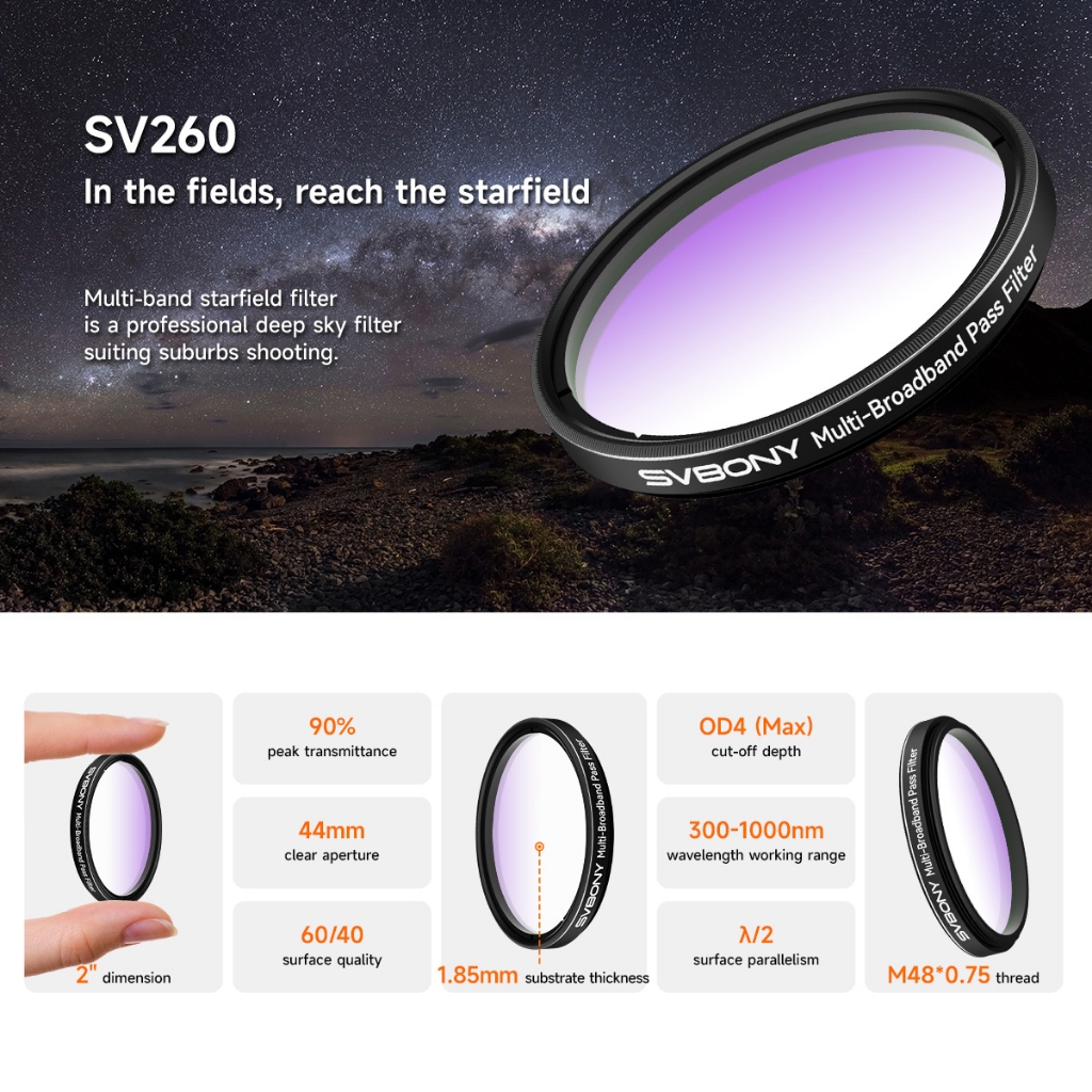 Svbony sv260 Multi-Bandpass Filter มลภาวะแสง 6 ระดับ 90% การส่งผลสูงสุดสําหรับการถ่ายภาพ Deep ...