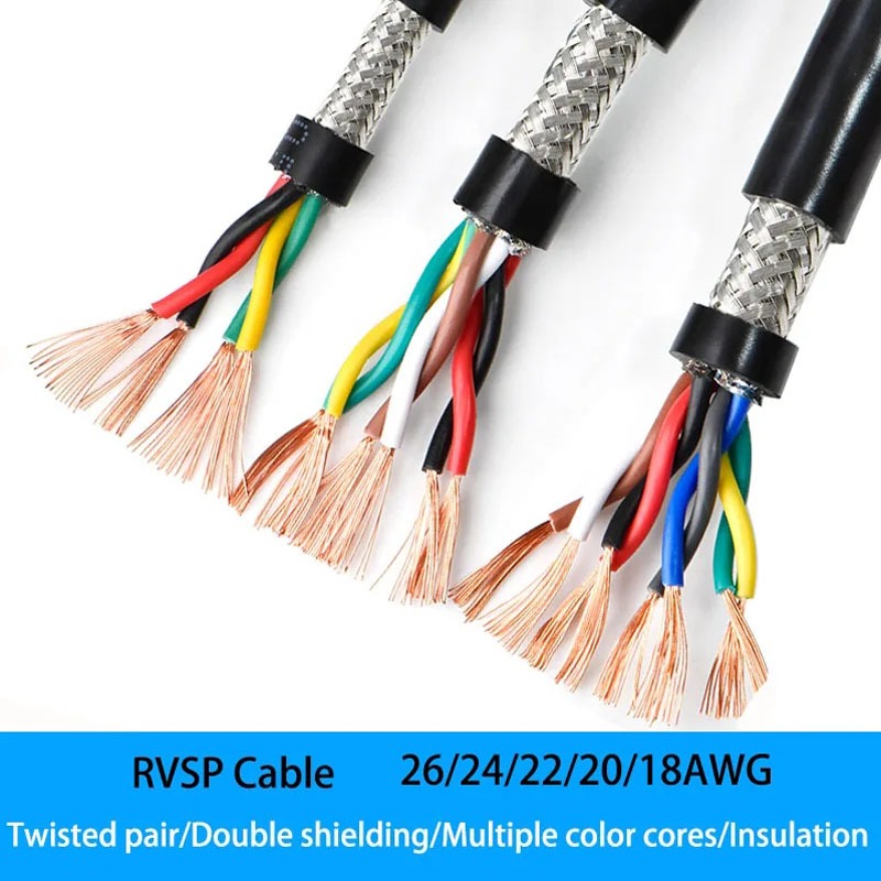 Rvsp Twisted คู่ป้องกันสาย 26/24/22/20/18AWG 2/4/6/8 Cores RS485 ปุ่มควบคุมสัญญาณลวดทองแดง ...