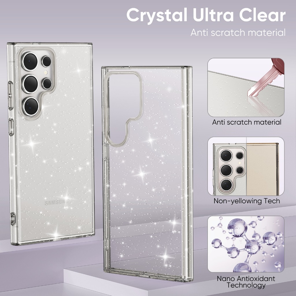 Bling Hard สําหรับ Samsung Galaxy S24 FE S23 Plus S22 Ultra s25 5G กรณี Glitter น่ารัก Sparkly ...