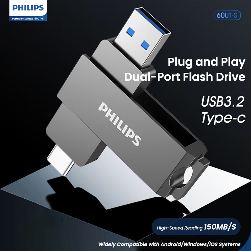 Philips USB3.2 Flash Transfer+Type-C แฟลชไดรฟ์อินเทอร์เฟซคู่ 32GB/64GB ...