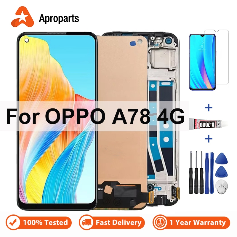 ทดสอบ 100% สําหรับ OPPO A78 4G CPH2565 จอแสดงผล LCD Touch Screen ...