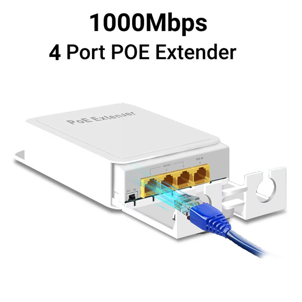 4 พอร์ต 1000Mbps PoE Repeater 1 ถึง 3 สวิตช์เครือข่าย PoE Extender ...