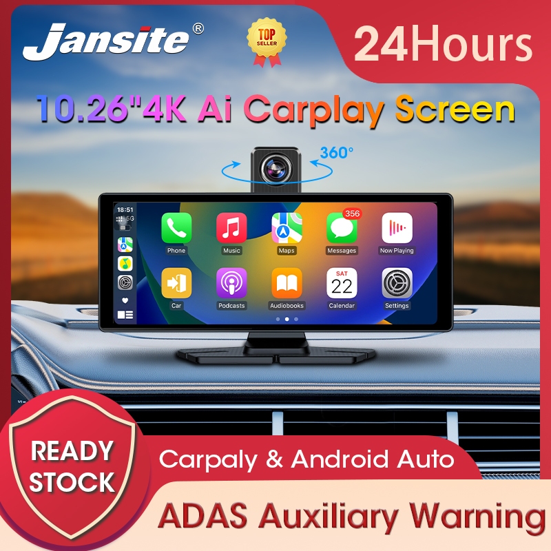 Jansite 10.26 นิ้วรถ DVR เครื่องบันทึกการขับขี่ 360° การตรวจสอบแบบหมุน ...