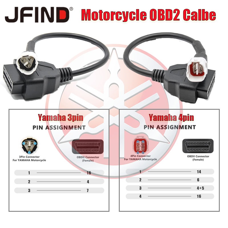 Elm327 Yamaha 3PIN ถึง 16PIN OBD สายเคเบิล OBD2 เครื่องสแกนเนอร์ความผิด ...