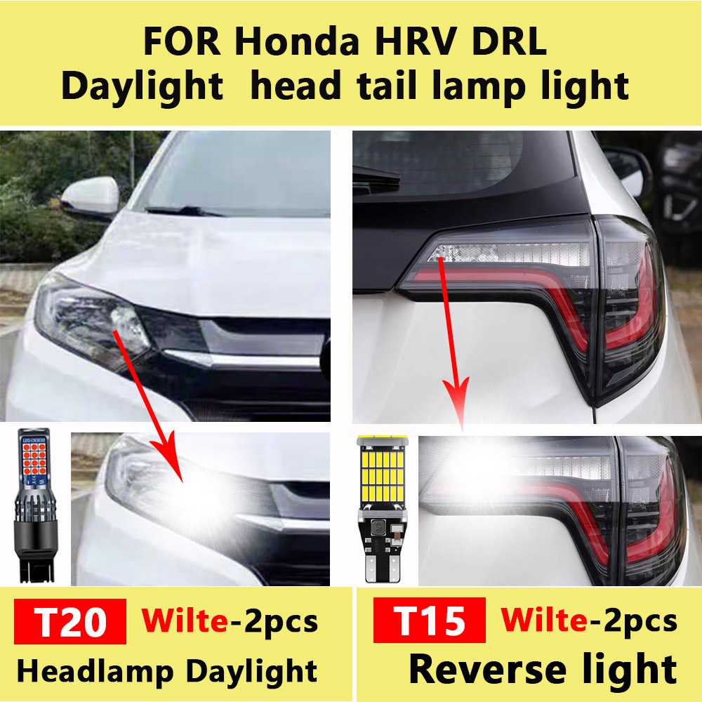 4pcs Honda HRV DRL Daylight daylamp หัววันไฟท้ายหลอดไฟ LED T15 T20 2014 ...