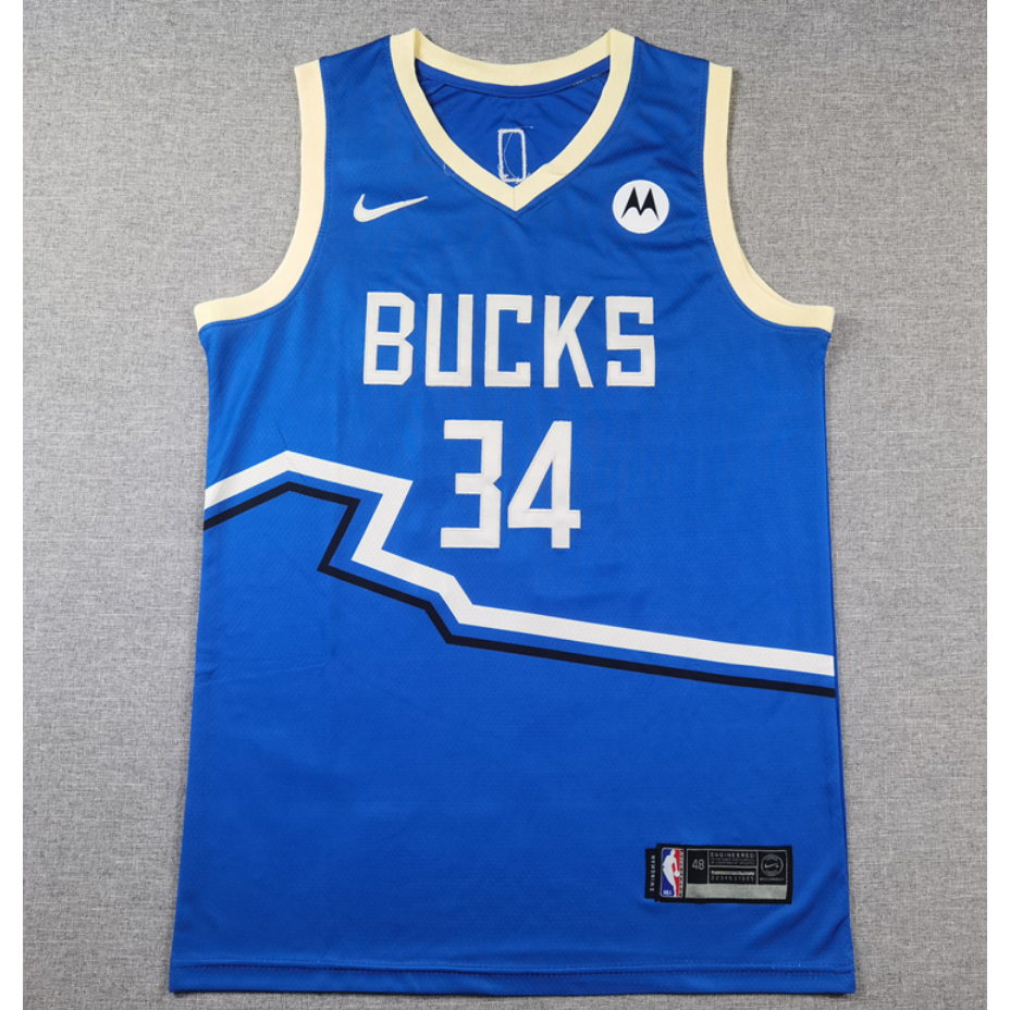 ผู้ชายใหม่ Milwaukee Bucks #34 Giannis Antetokounmpo เสื้อบาสเก็ตบอลปัก ...