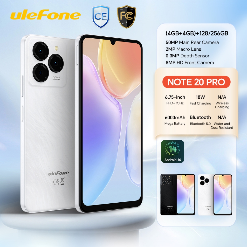 Ulefone Note 20 Pro Android 14 Original 4GB + 128GB ปลดล็อคโทรศัพท์สมาร์ทโฟนหน้าจอขนาดใหญ่ 4G ...