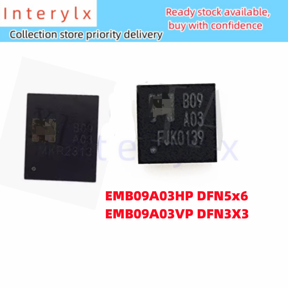 2 ชิ้น/ล็อตยี่ห้อใหม่ Patch B09A03 EMB09A03HR EMB09A03HP DFN5x6 EMB09A03VP DFN3X3 ชิป IC ...