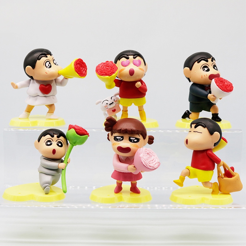 6 ชิ้น/เซ็ต 9 ซม.Crayon Shin-chan อะนิเมะรูป Nohara Shinnosuke Sakurada ...
