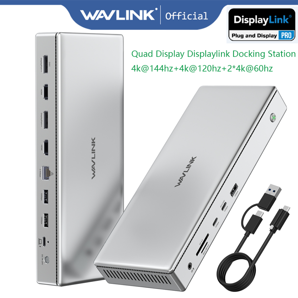 Wavlink DL7400 USB DisplayLink Docking Station DisplayPort HDMI Single ...