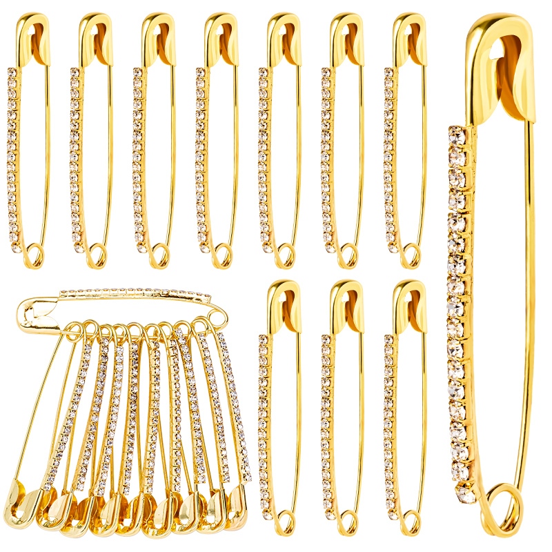 10 ชิ้นเข็มกลัดเสื้อผ้า Rhinestone Safety Pins Anti-exposure ปุ่ม ...