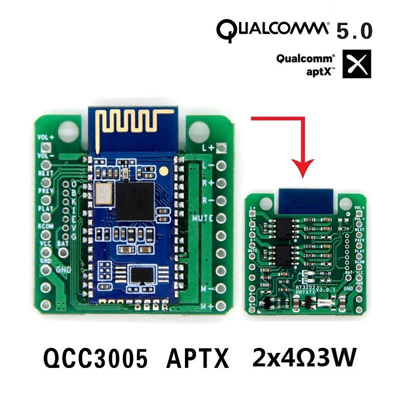 Qualcomm Bluetooth 5.0 เครื่องรับสัญญาณเสียงโมดูลเครื่องขยายเสียง QCC3005 AAC/APTX lossless dual ...