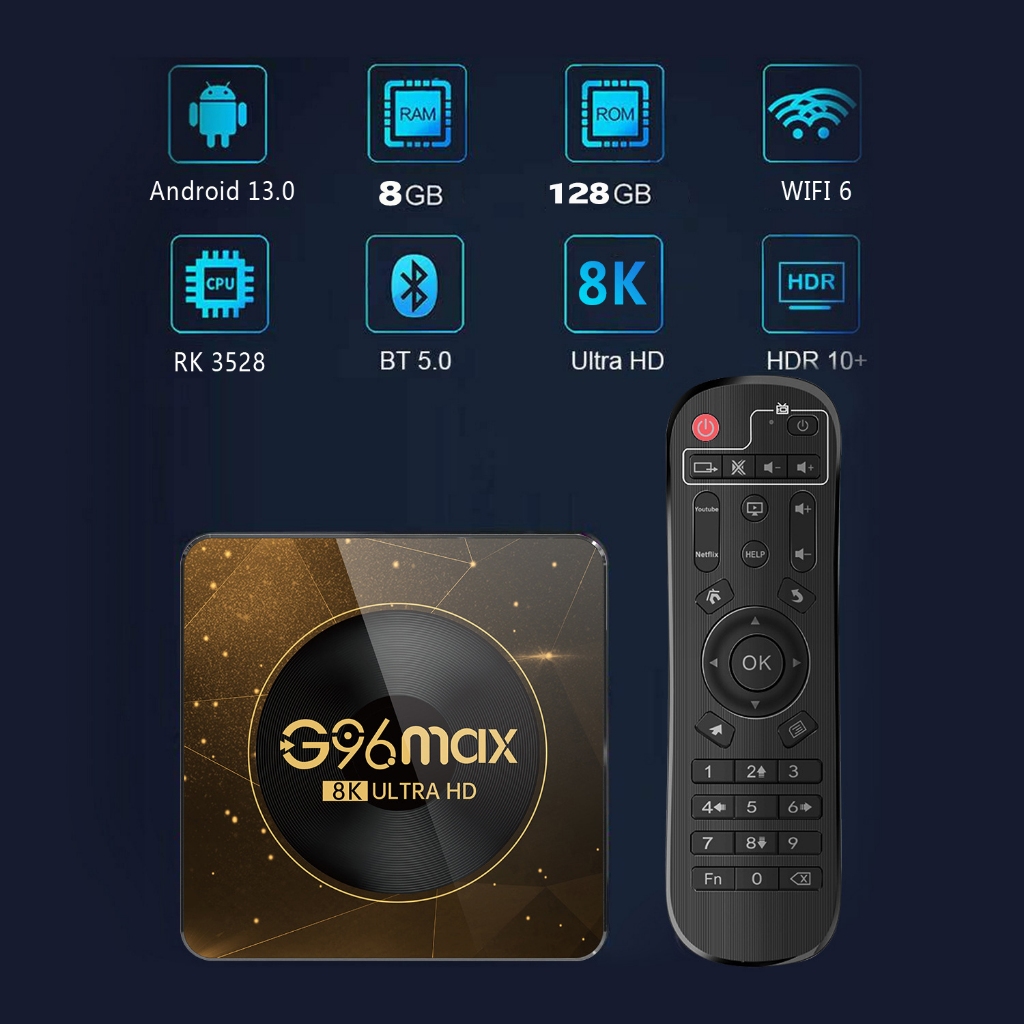 รับประกัน 3 ปี android box 8+128G Android 13 กล่อง android tv ความละเอียด 8K สามารถรับชม Netflix ...