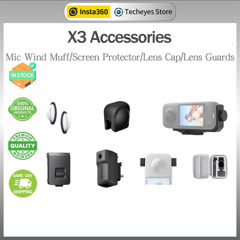 Insta360 X3 Accessories(Horizontal Action Mount/Mic Wind Muff/Screen ...