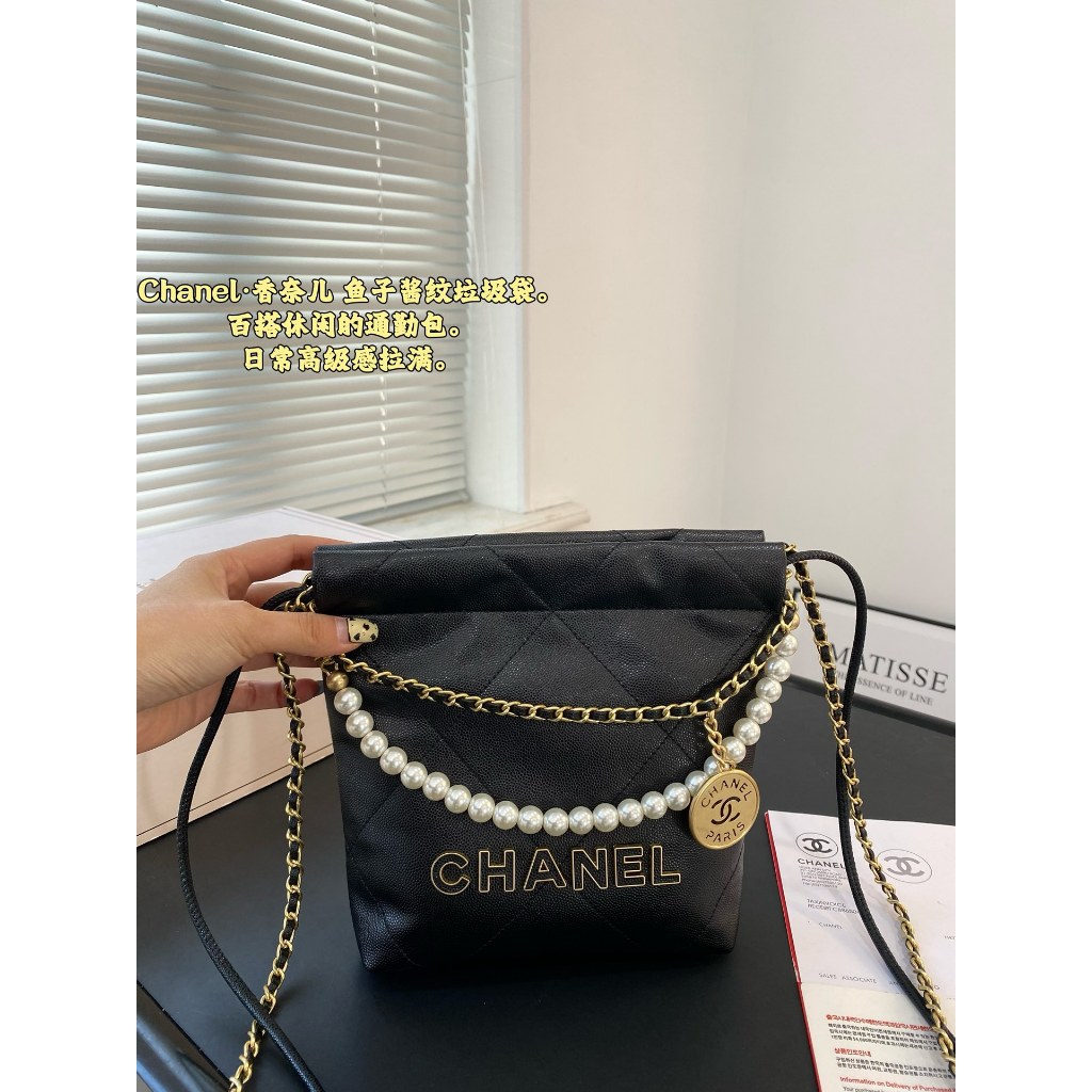 Chanel Chanel Early Spring Series ใหม่ Pearl Chain ถุงขยะถุงช้อปปิ้ง ...