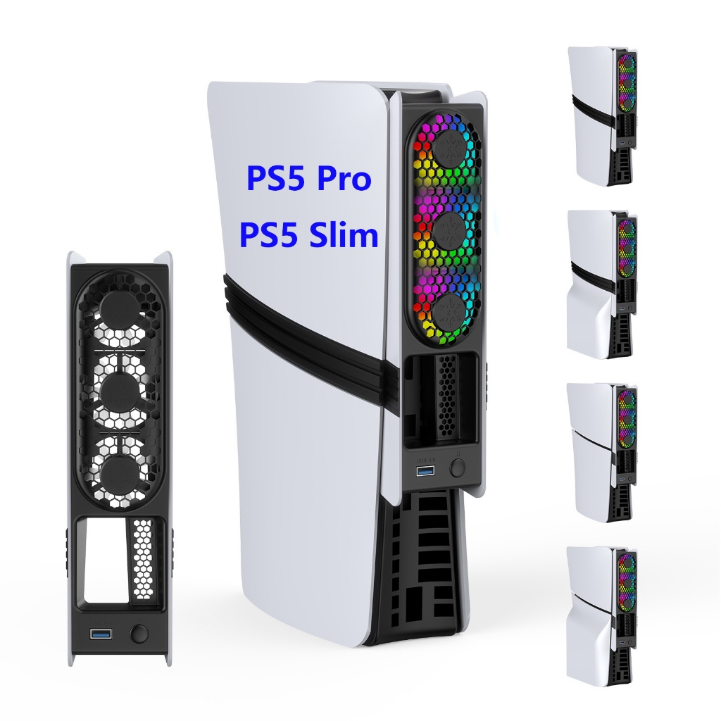 พัดลมระบายความร้อน RGB พร้อมการควบคุมอุณหภูมิสำหรับ PS5 Pro/PS5 Slim ...