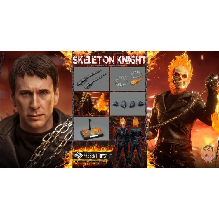 PRESENT TOYS 1/6 PT-sp59 Ghost Rider Skeleton Knight Action Figure ...