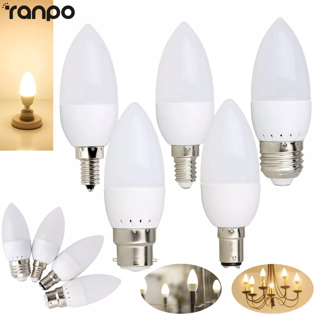 หลอดไฟ Led E27 E12 B22 B15 E14 3W โคมระย้าพลาสติก Bayonet Light เปลวไฟหลอดไฟ Lampe โคมไฟสีขาว ...