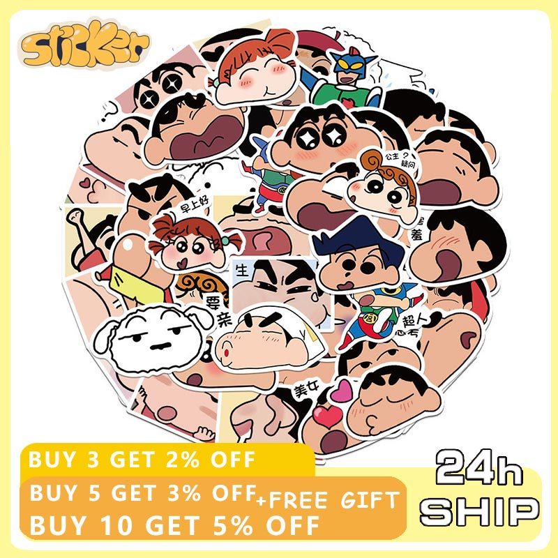50pcs Anime Crayon Shin Chan สติกเกอร์ DIY สเก็ตบอร์ดโทรศัพท์แล็ปท็อป ...