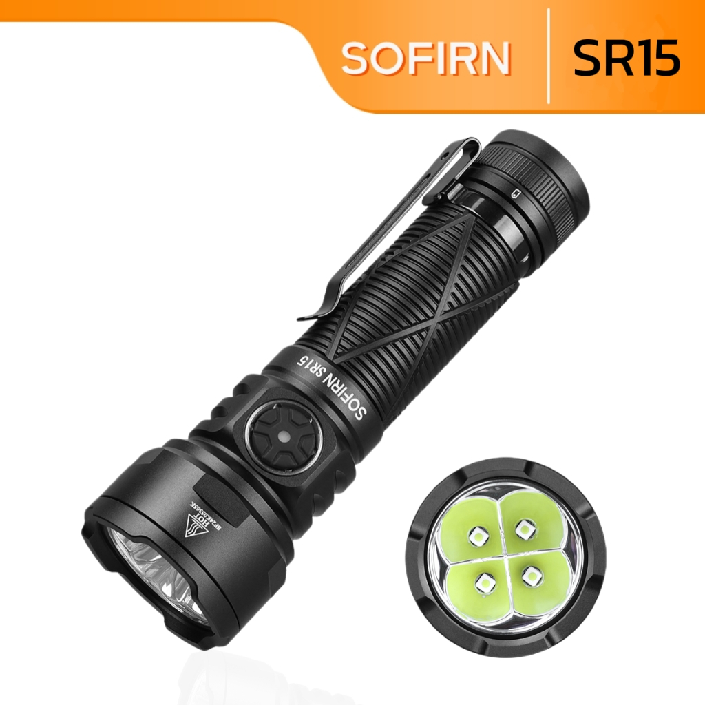 Sofirn SR15 ไฟฉายแบบชาร์จไฟได้ 510 เมตรระยะทางลําแสงยาว EDC ไฟฉาย 4500 Lumens ไฟฉายสว่างเป็น ...