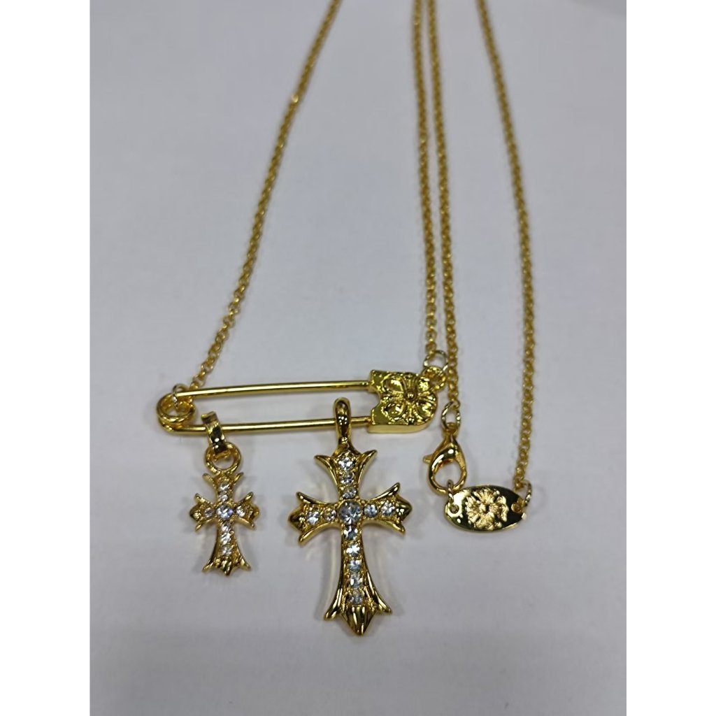 2025 NEW สร้อยคอ Double Cross Pin-LENGTH ABOUT 52CM | Shopee Thailand