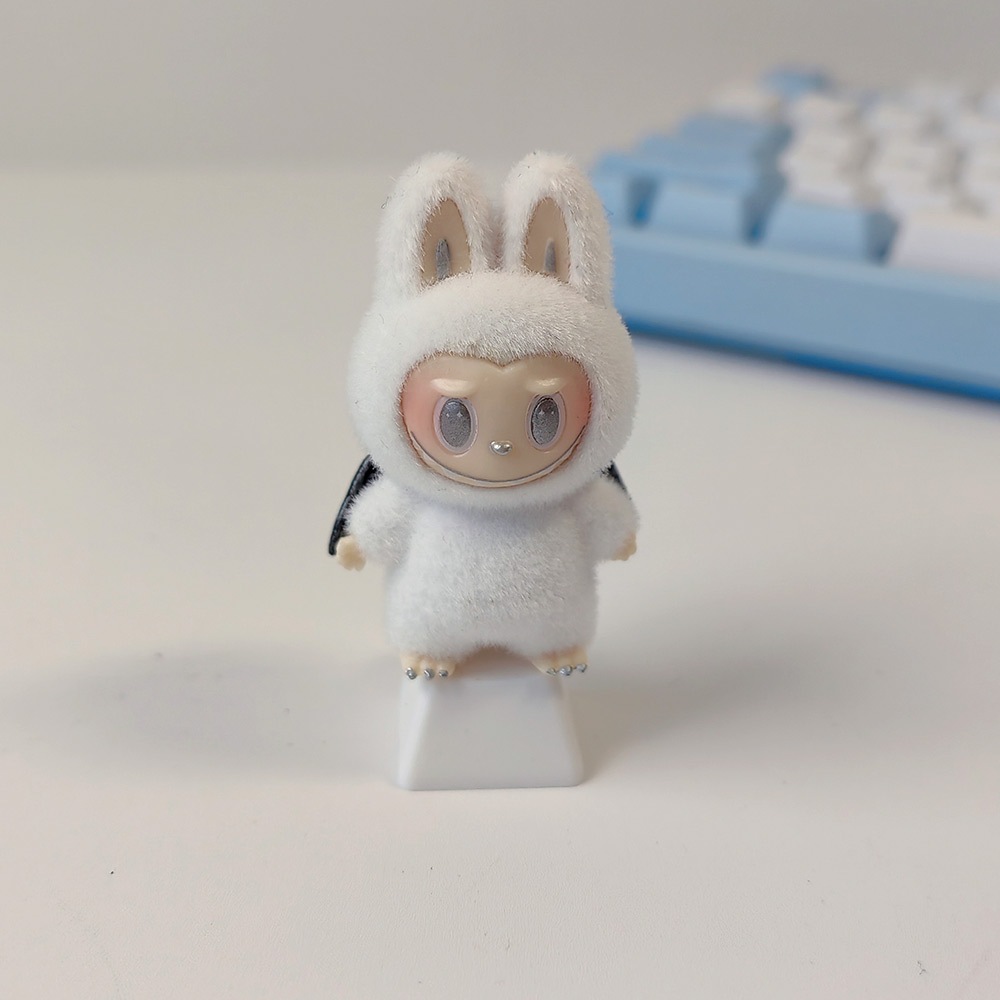 Labubu Zimomo Keycap คีย์บอร์ดแบบกลไกเฉพาะปุ่มสีขาวตุ๊กตาน่ารัก ...
