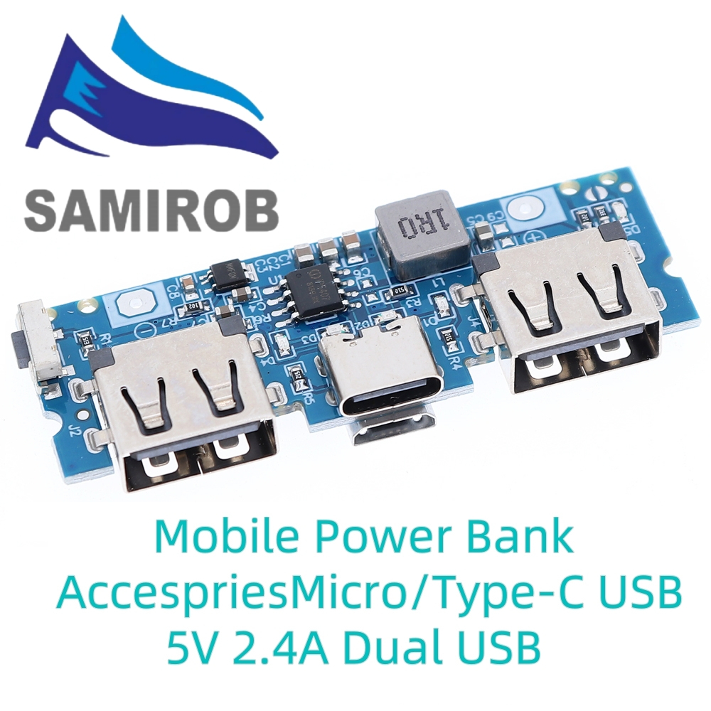 แบตเตอรี่ลิเธียม Charger Board LED Dual USB 5V 2.4A Micro/Type-C USB ...