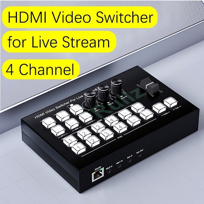 1080p 4 ช่อง HDMI Video Switcher Mixer กล้อง Multi Live Streaming ...