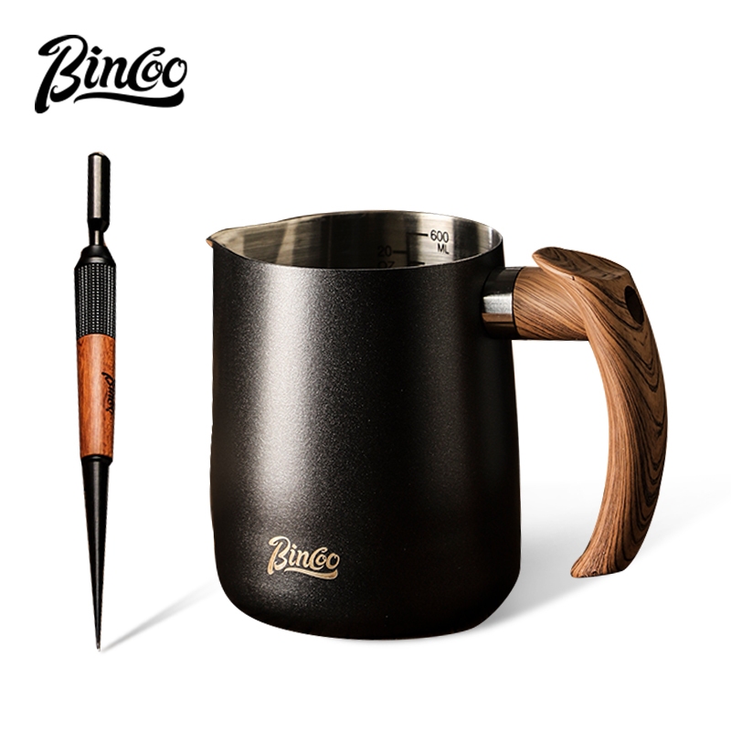 Bincoo Coffee Latte Art Needle Latte Art Cup สแตนเลสด้ามไม้แกะสลักเข็ม ...