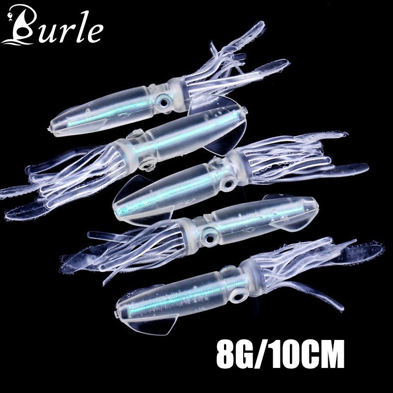 TRAINFIS8G/10CM Soft Squid Fishing Lure Luminous Octopus กระโปรงเหยื่อ ...