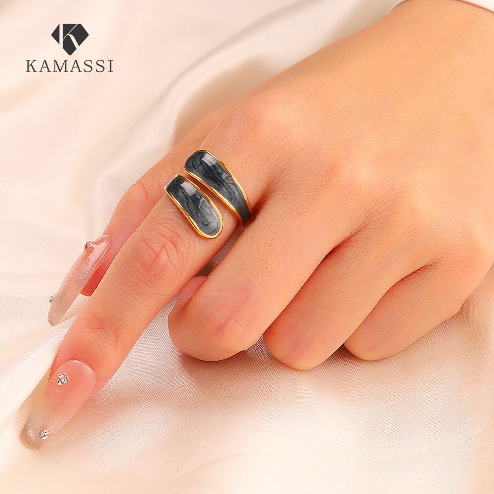 KAMASSI แหวนสแตนเลสปรับขนาดได้ ไม่แพ้ง่าย ไม่ลอกดำ[ของขวัญฟรี]กล่อง ...