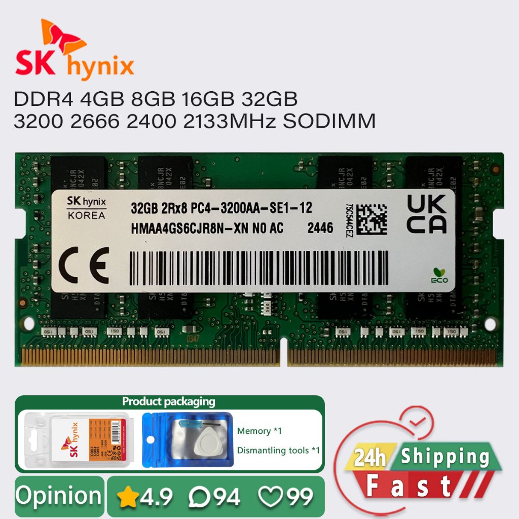 Sk Hynix DDR4 4gb 8gb 16gb 32gb 3200 2666 2400 2133 MHz หน่วยความจําแล็ปท็อป sodimm ram pc4 ...