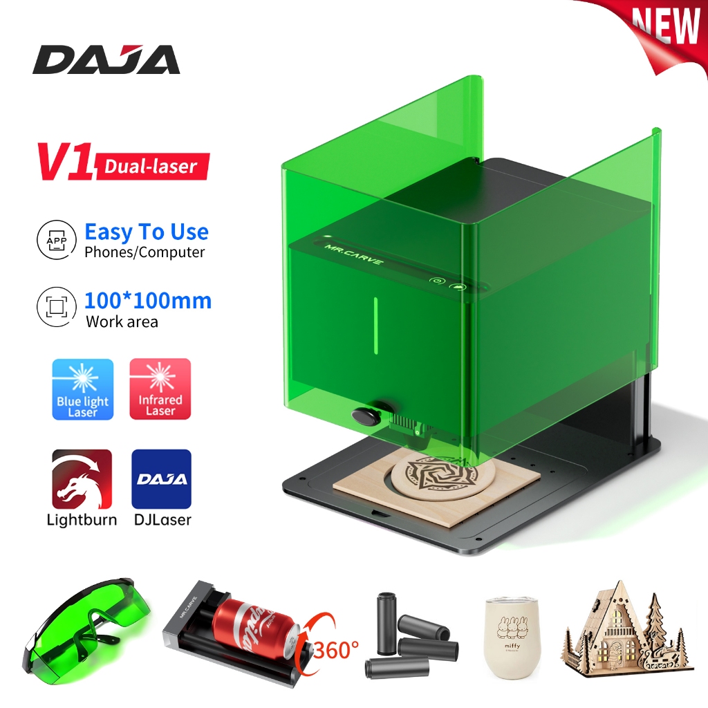 Daja V1 เลเซอร์แกะสลักเครื่อง 5W10W Commercial Professional Desktop เลเซอร์แกะสลักสร้อยคอไม้ ...