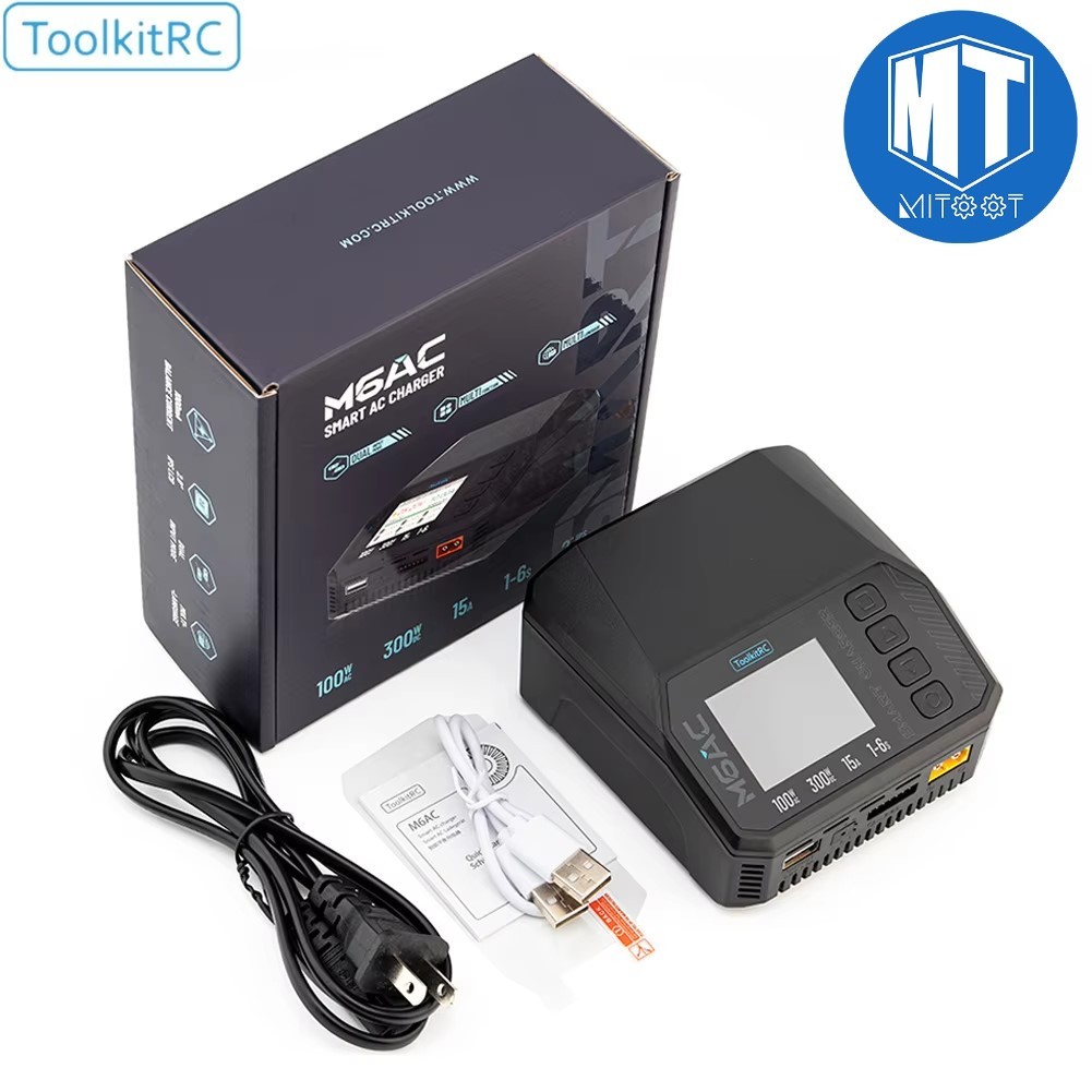 Toolkitrc M6AC AC 100W DC 300W MAX Dual Input Smart Charger Discharger แบตเตอรี่ Balance 15A ...