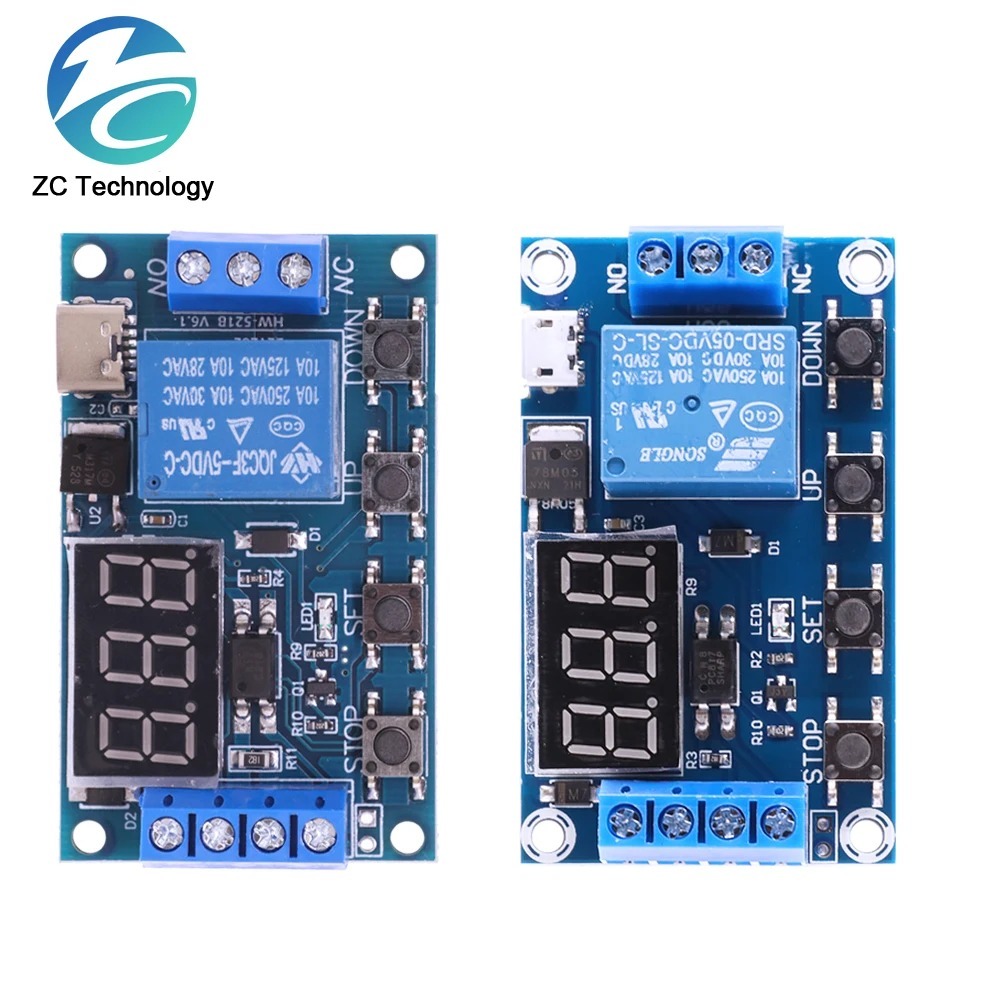 Dc 6-30V รองรับ Micro Type-c USB 5V จอแสดงผล LED Automation Cycle Delay Timer ควบคุมสวิทช์ Delay ...