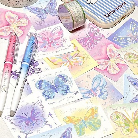 Ins Butterfly Sticky Notes 200 ชิ้นนักเรียน Notepad Non-stick สมุดภาพ ...