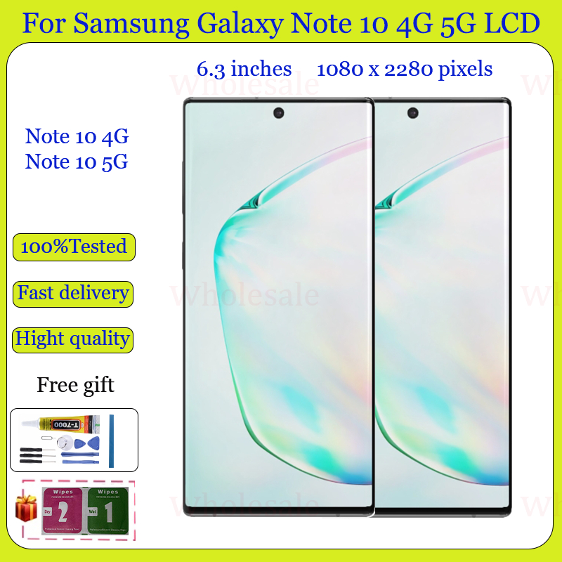 Original AMOLED Samsung Galaxy Note 10 4G 5G จอแสดงผล LCD หน้าจอสัมผัส ...