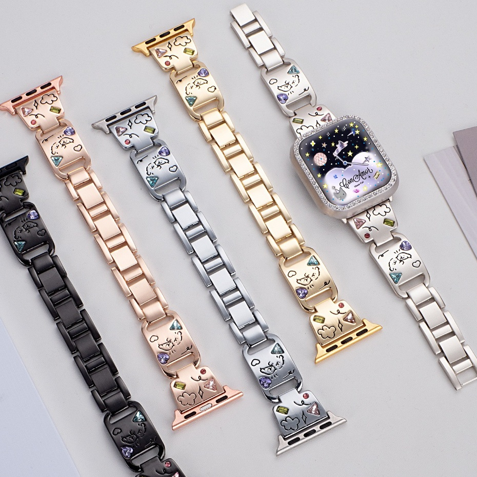 หรูหราฝังอัญมณี i สายนาฬิกา + เคสนาฬิกา Diamond i สําหรับ Watch ...
