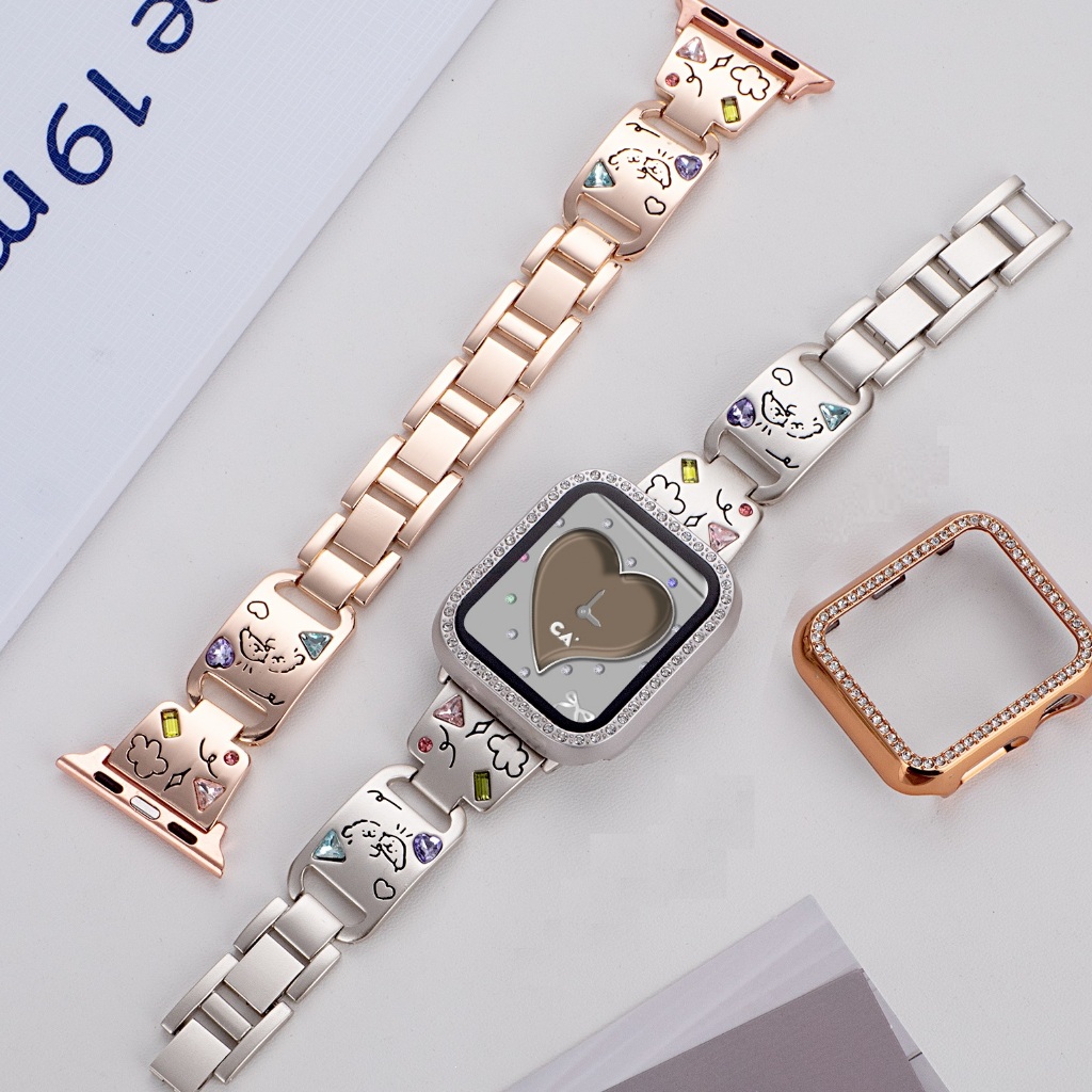 หรูหราฝังอัญมณี i สายนาฬิกา + เคสนาฬิกา Diamond i สําหรับ Watch ...